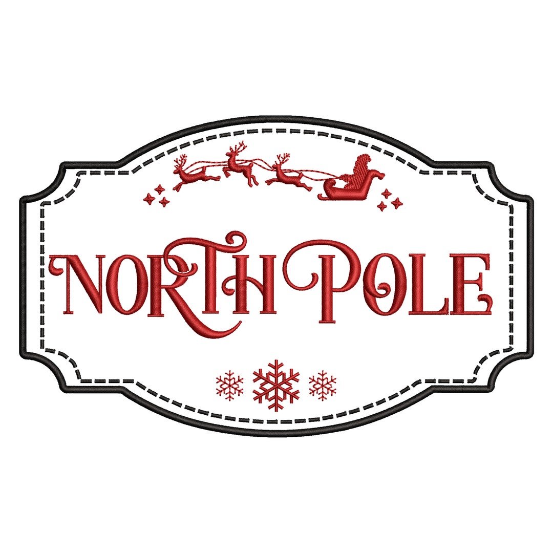 North Pole Embroidery Design, Christmas Embroidery File, Machine ...