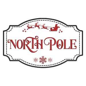 North Pole Embroidery Design, Christmas Embroidery File, Machine ...