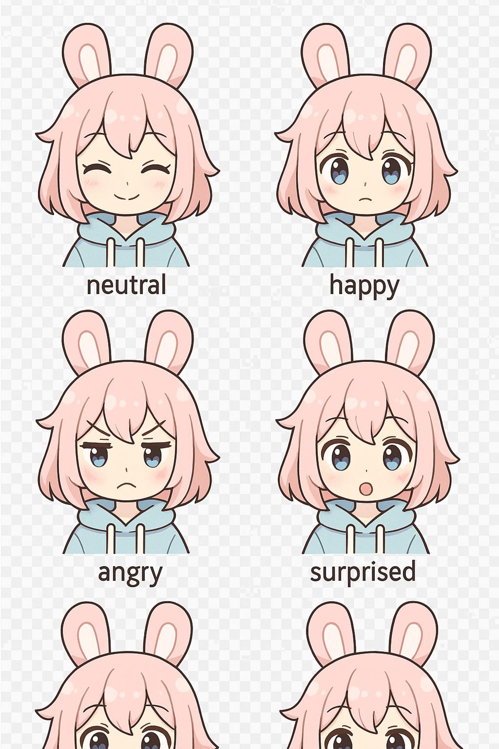 Chibi Bunny Girl Pngtuber Pack | Cute Vtuber Starter Kit With ...