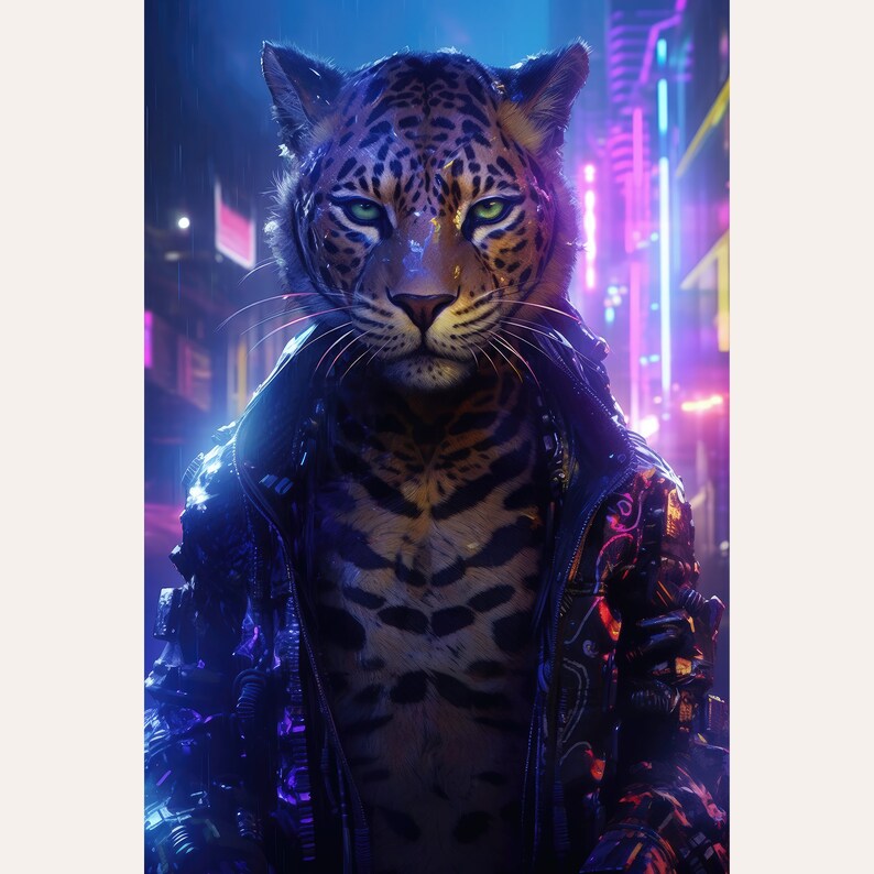 012 - A Leopard in a Cyberpunk World — Printable Instant Download ...