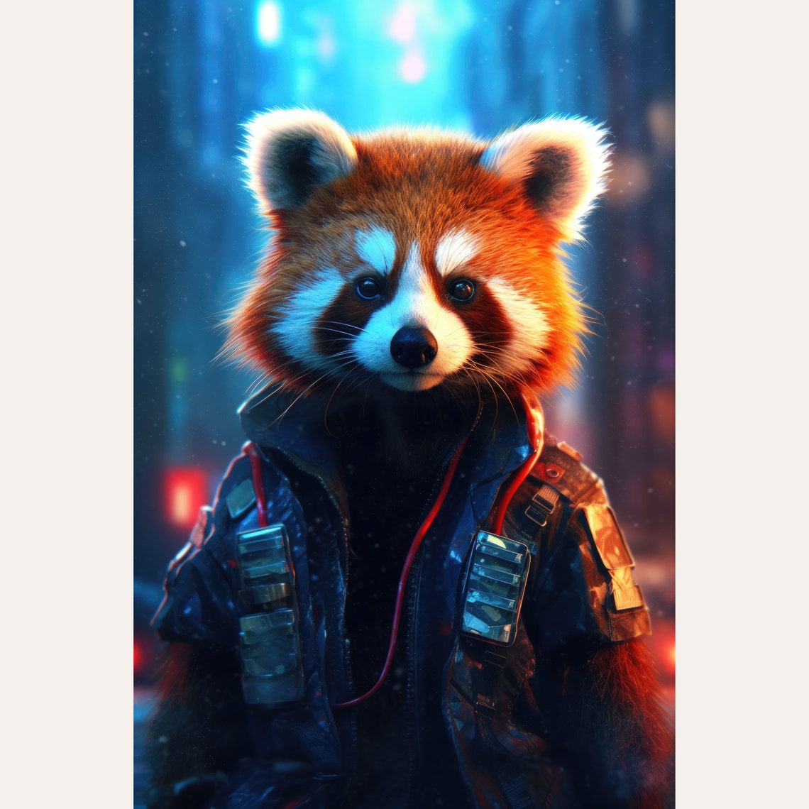 007 A Red Panda in a Cyberpunk World Printable Instant Download Wall ...