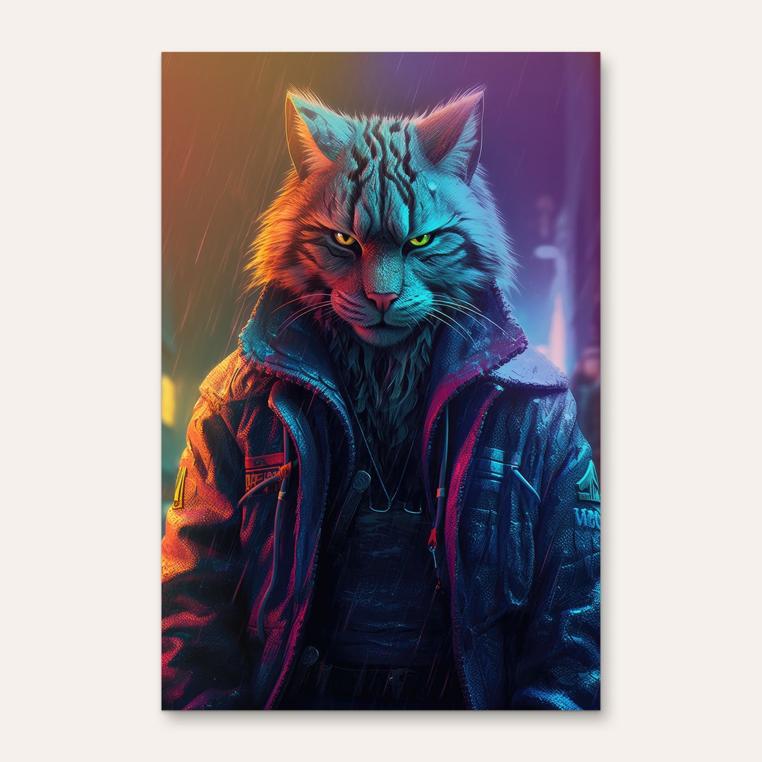 011 - A Snow Lynx in a Cyberpunk World — Printable Instant Download ...