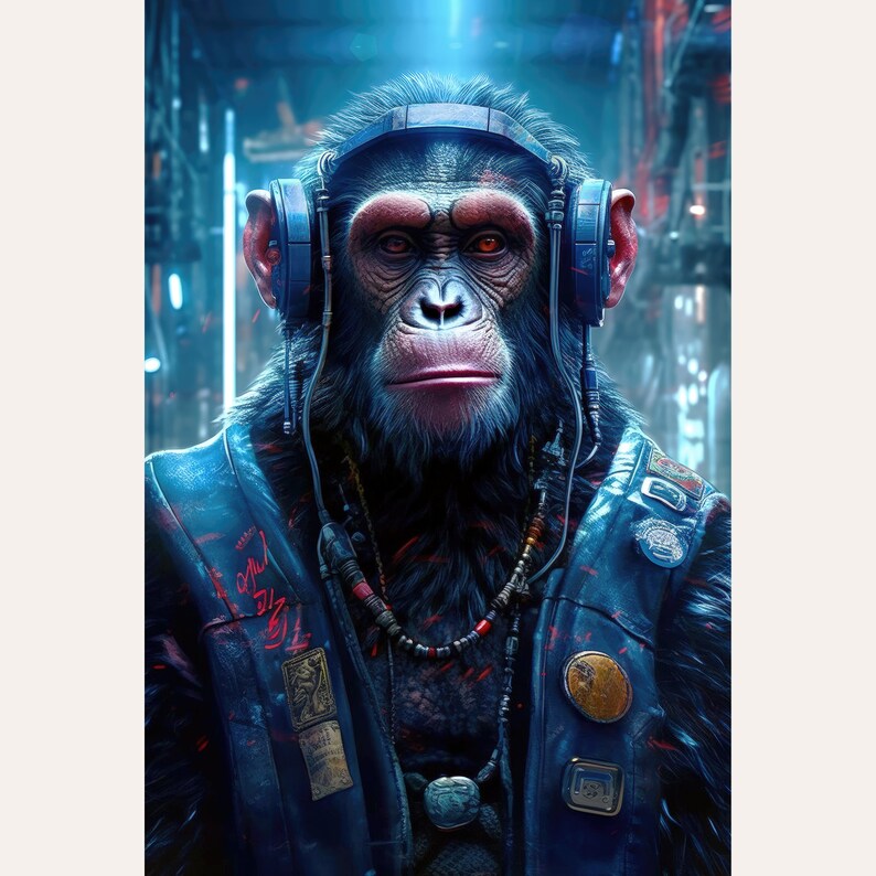 004 - A Chimpanzee in a Cyberpunk World — Printable Instant Download ...
