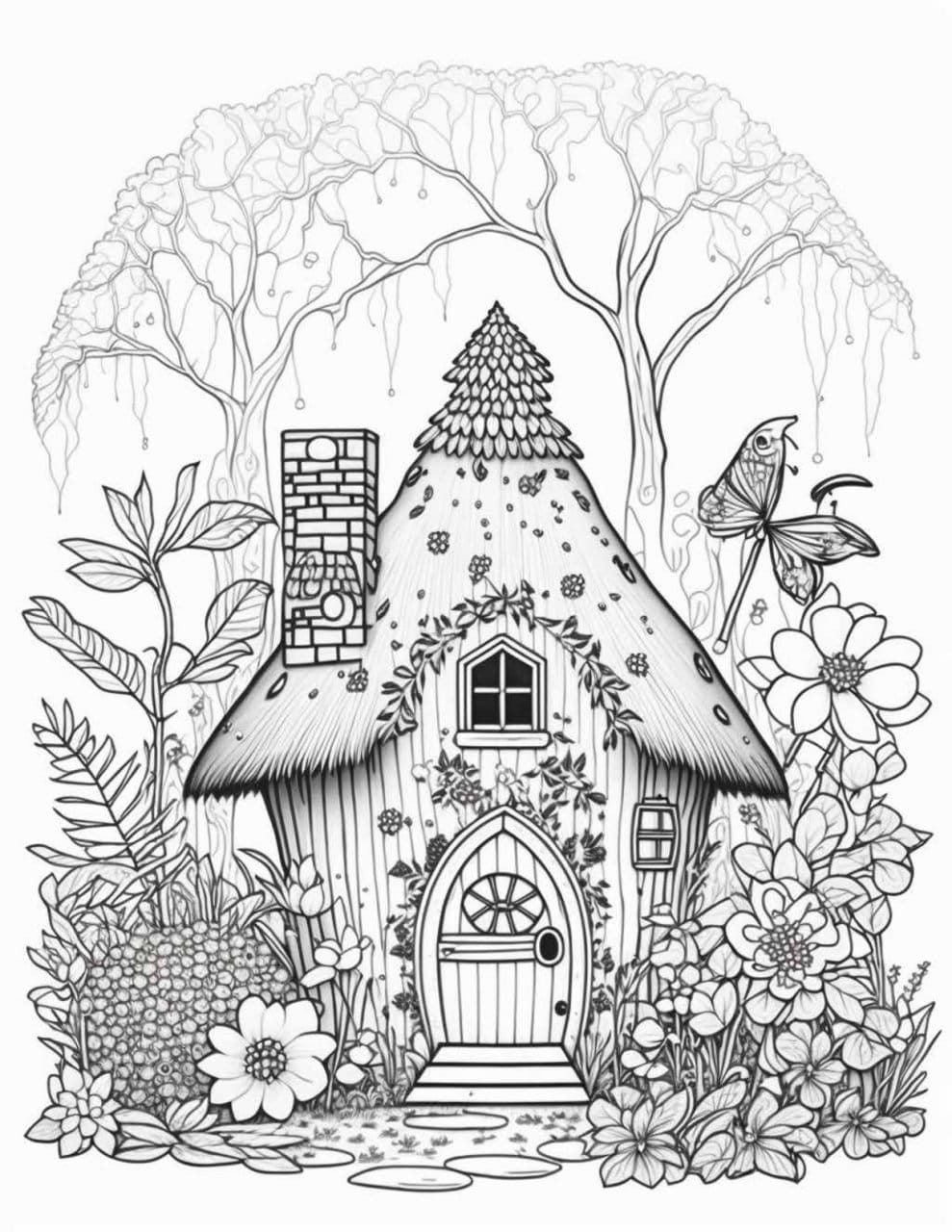 10 House Coloring, Digital Coloring Book - Etsy