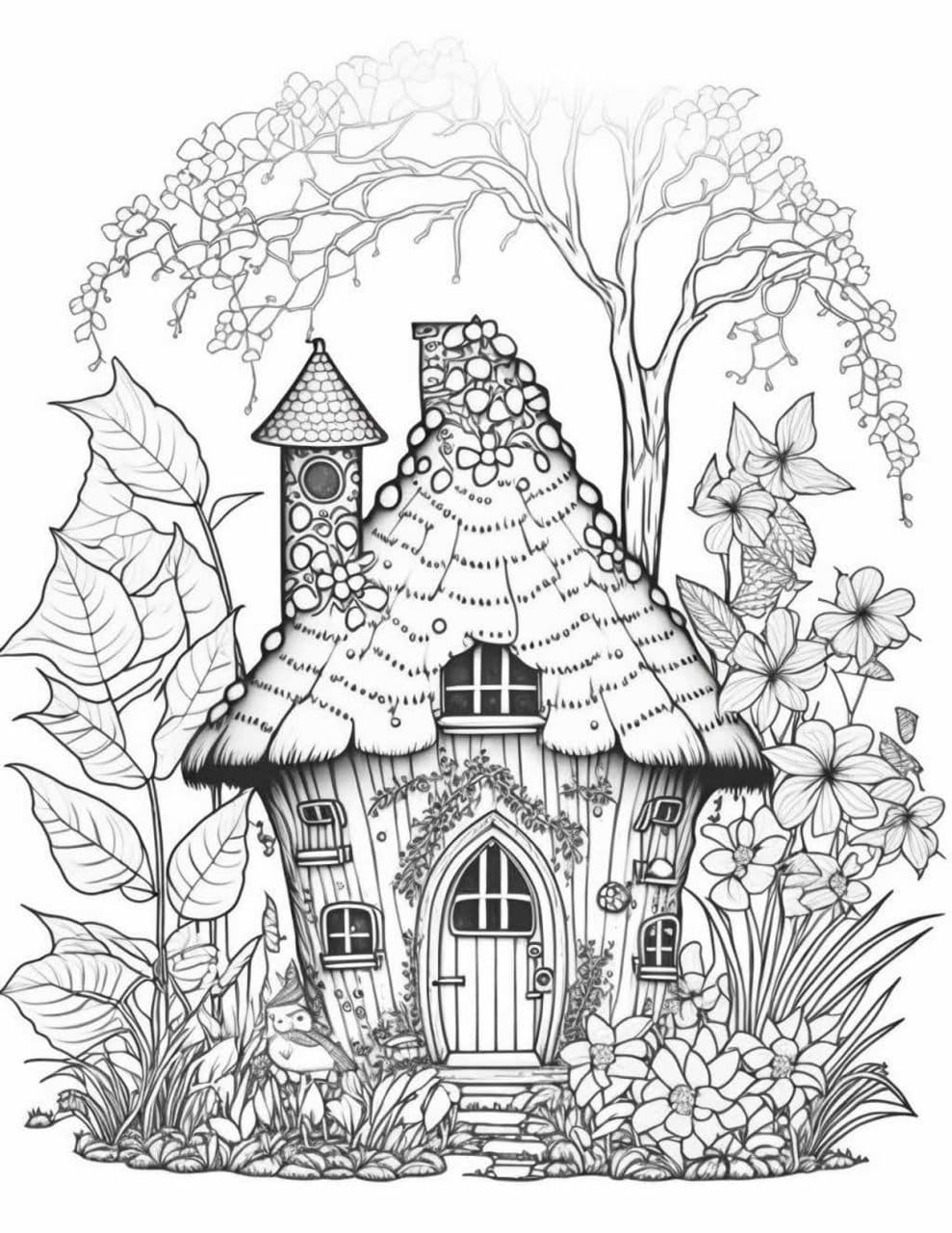 10 House Coloring, Digital Coloring Book - Etsy