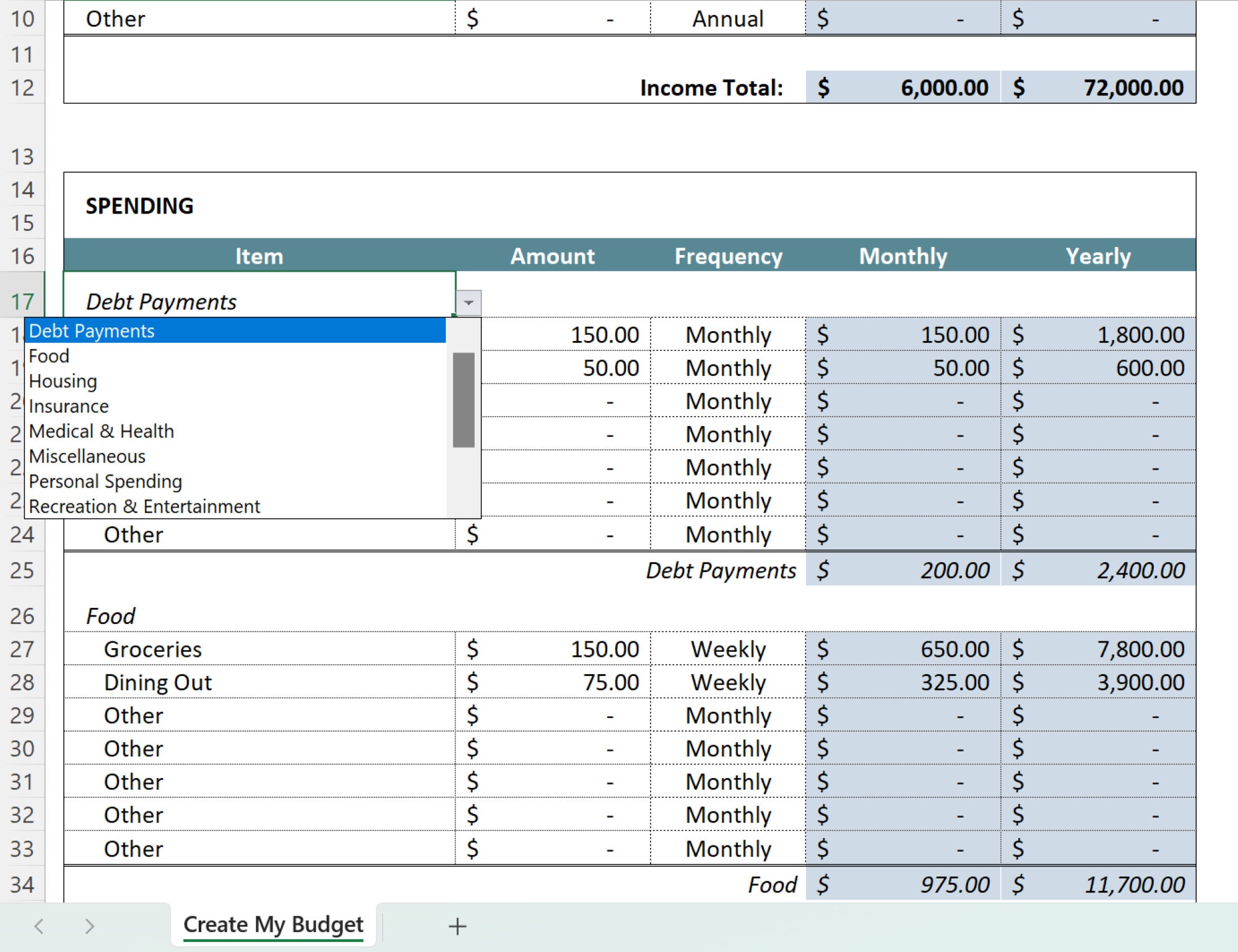 Modern Household Budget Excel Template: Simple and Easy-to-use ...