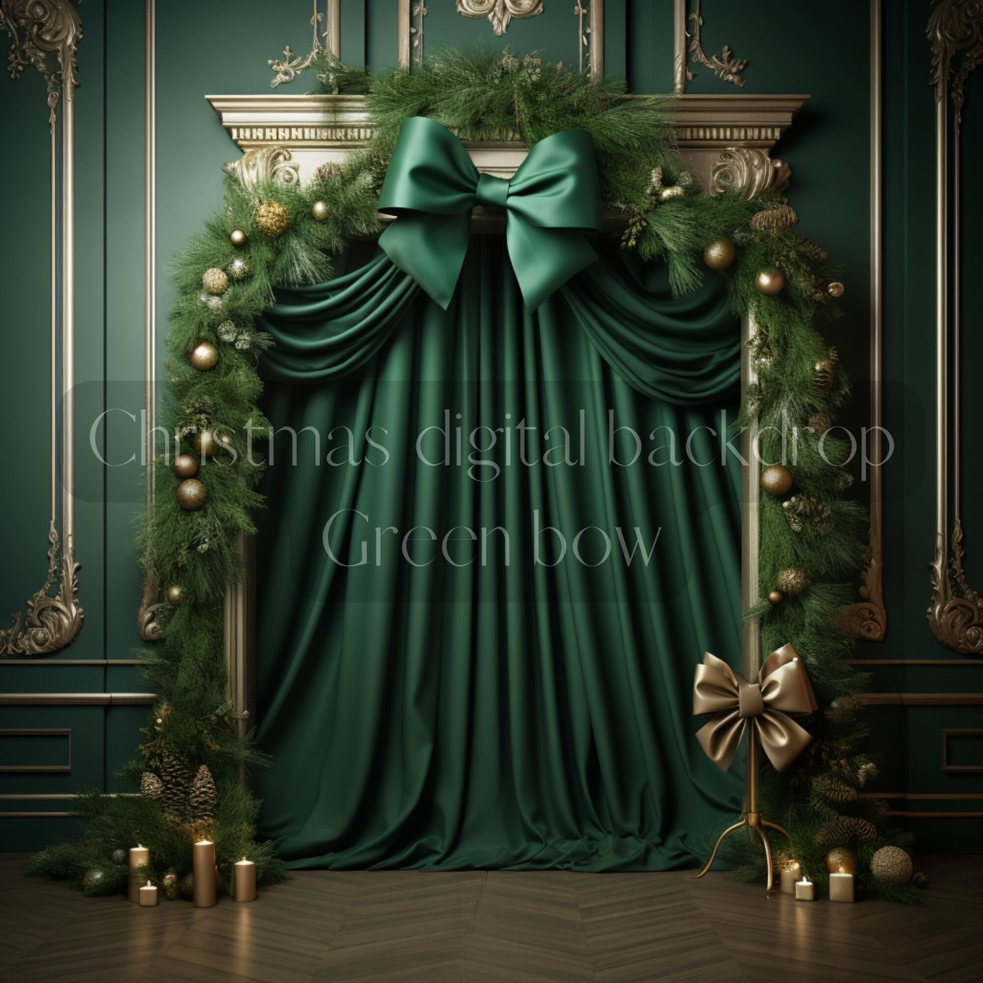 Green Christmas Digital Backdrop Set, Gorgeous Backdrops, Maternity ...