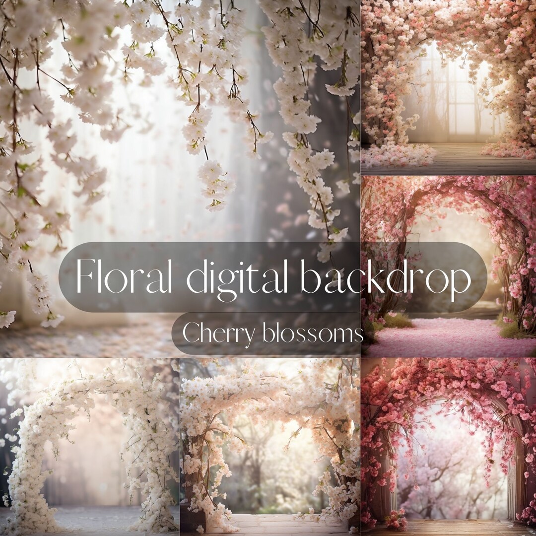 Cherry Blossoms Floral Digital Backdrop for Maternity Photography ...