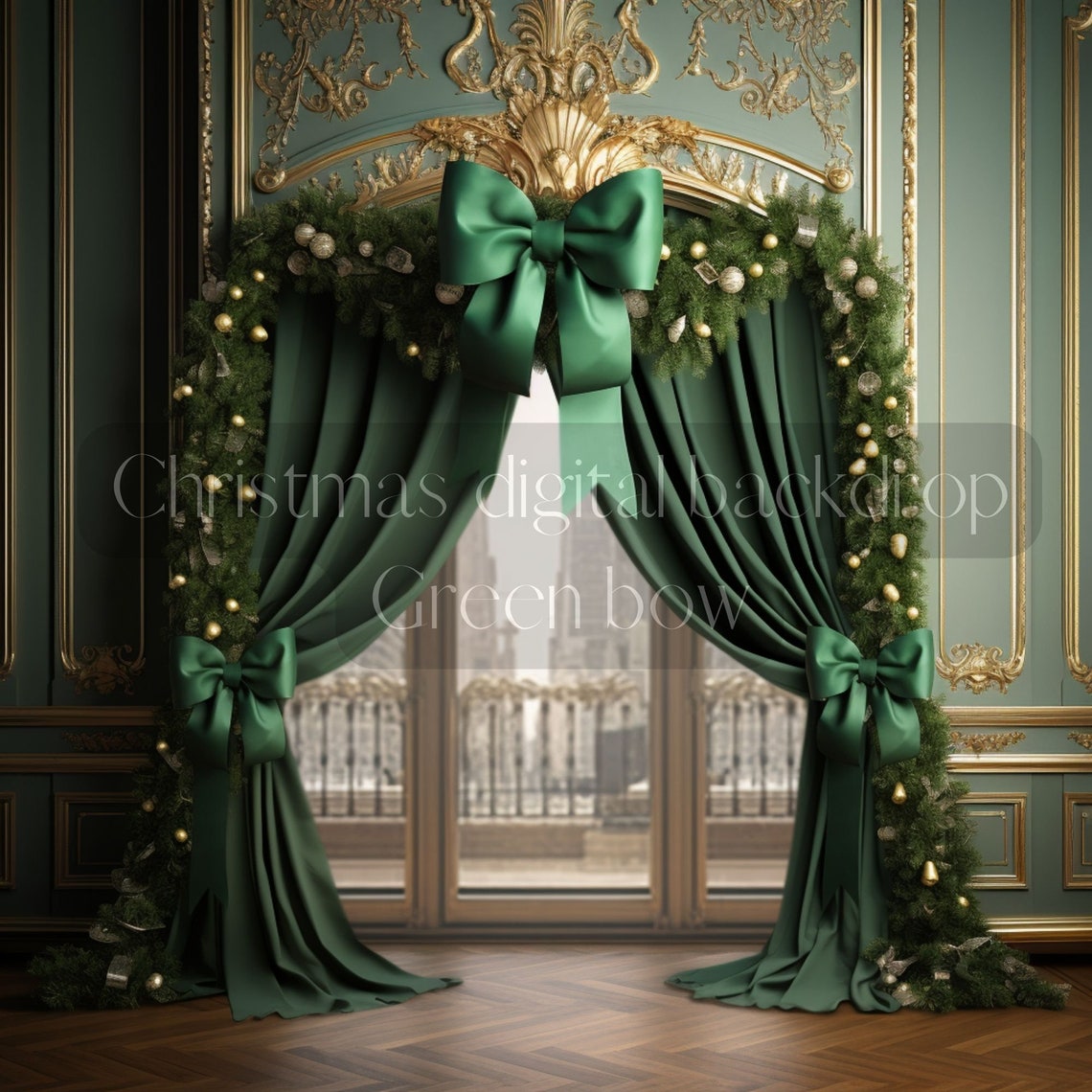Green Christmas Digital Backdrop Set, Gorgeous Backdrops, Maternity ...