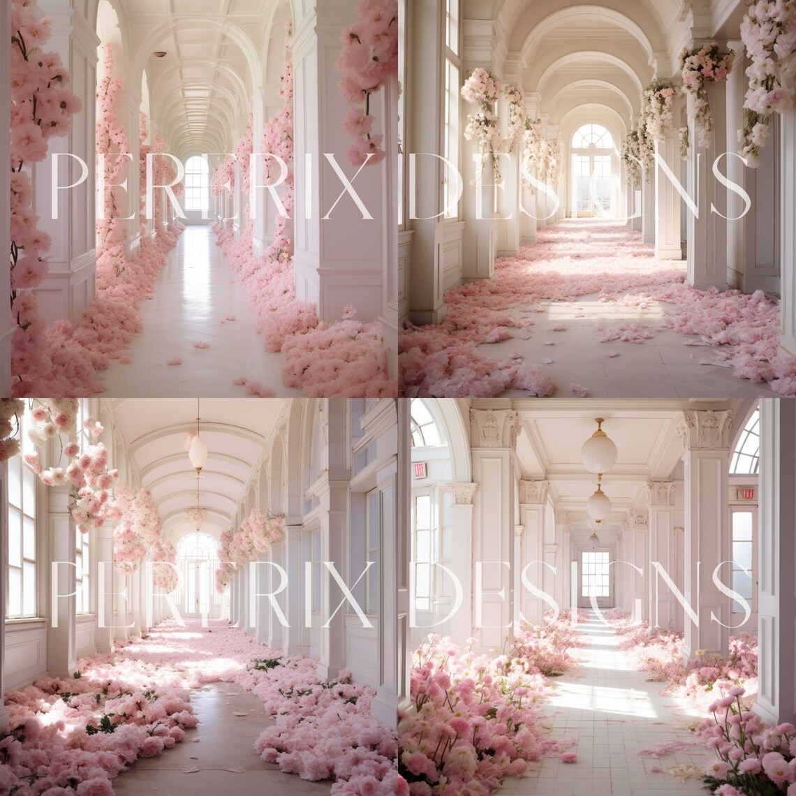 Floral Hallway, Photography Backdrop, Digital Backdrop for Photoshop ...