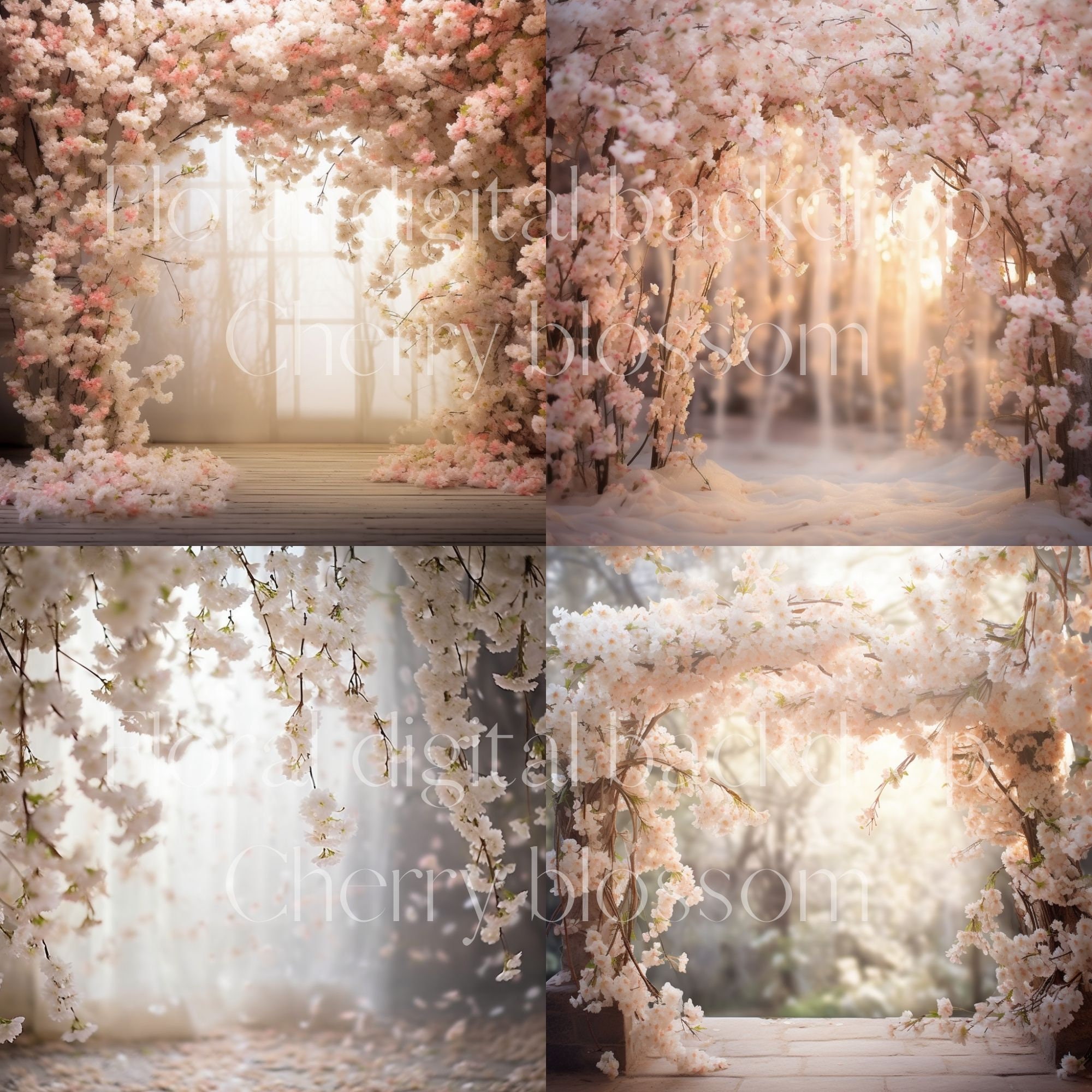 Cherry Blossoms Floral Digital Backdrop for Maternity Photography ...