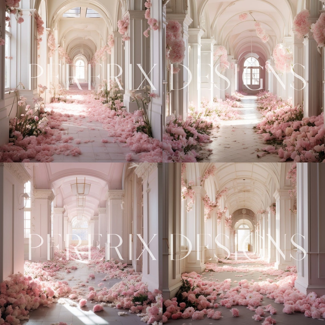 Floral Hallway, Photography Backdrop, Digital Backdrop for Photoshop ...