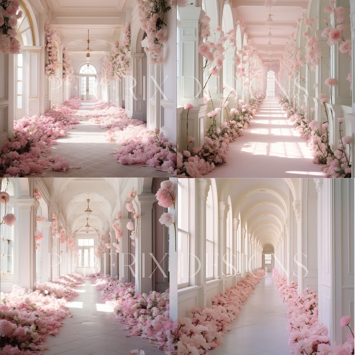 Floral Hallway, Photography Backdrop, Digital Backdrop for Photoshop ...