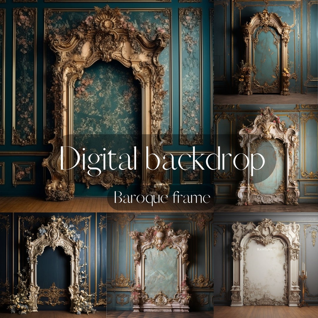 Baroque Frames and Arches Backdrop Bundle Set, Gorgeous Digital ...