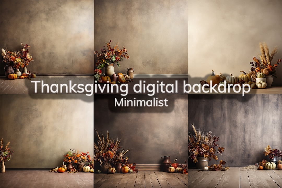 6 Thanksgiving Digital Backdrops, Minimalistic Style, Seasonal Backdrop ...
