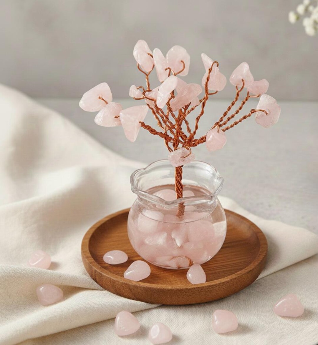 Rose Quartz Gemstone Tree AA Plus Quality Tree of Life in a Pot Approx ...