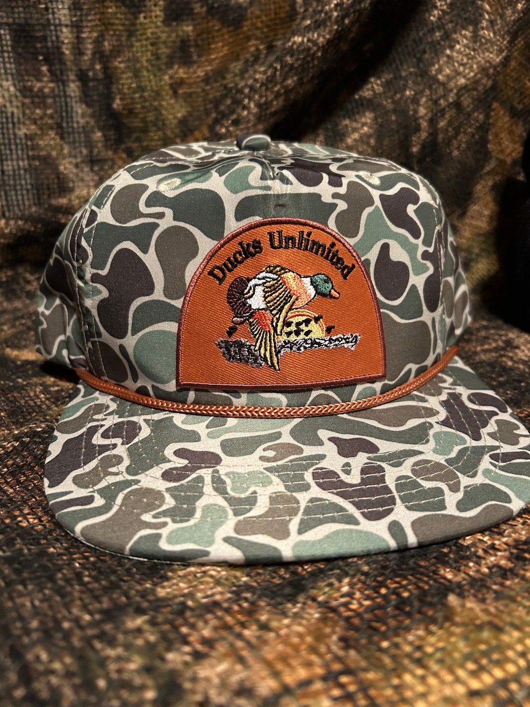 Duck Hunting Retro Vintage Jungle Camouflage Rust Rope-brim Snapback ...