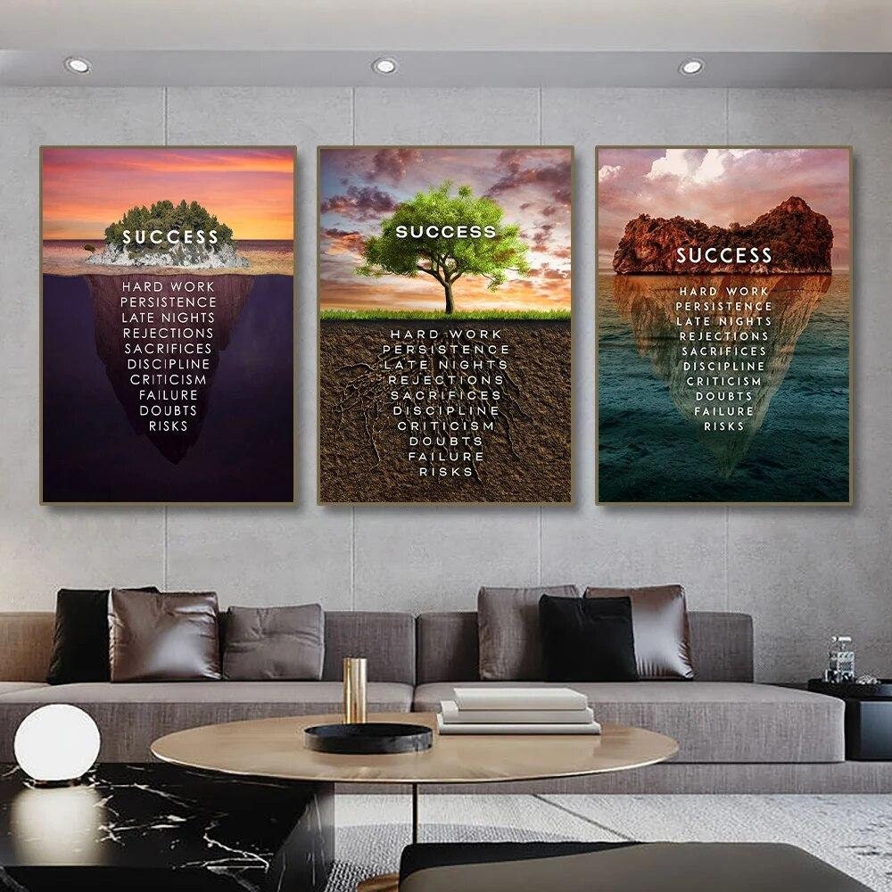 6x Success Trees Poster Painting on Canvas Motivational Wall Art Decor ...