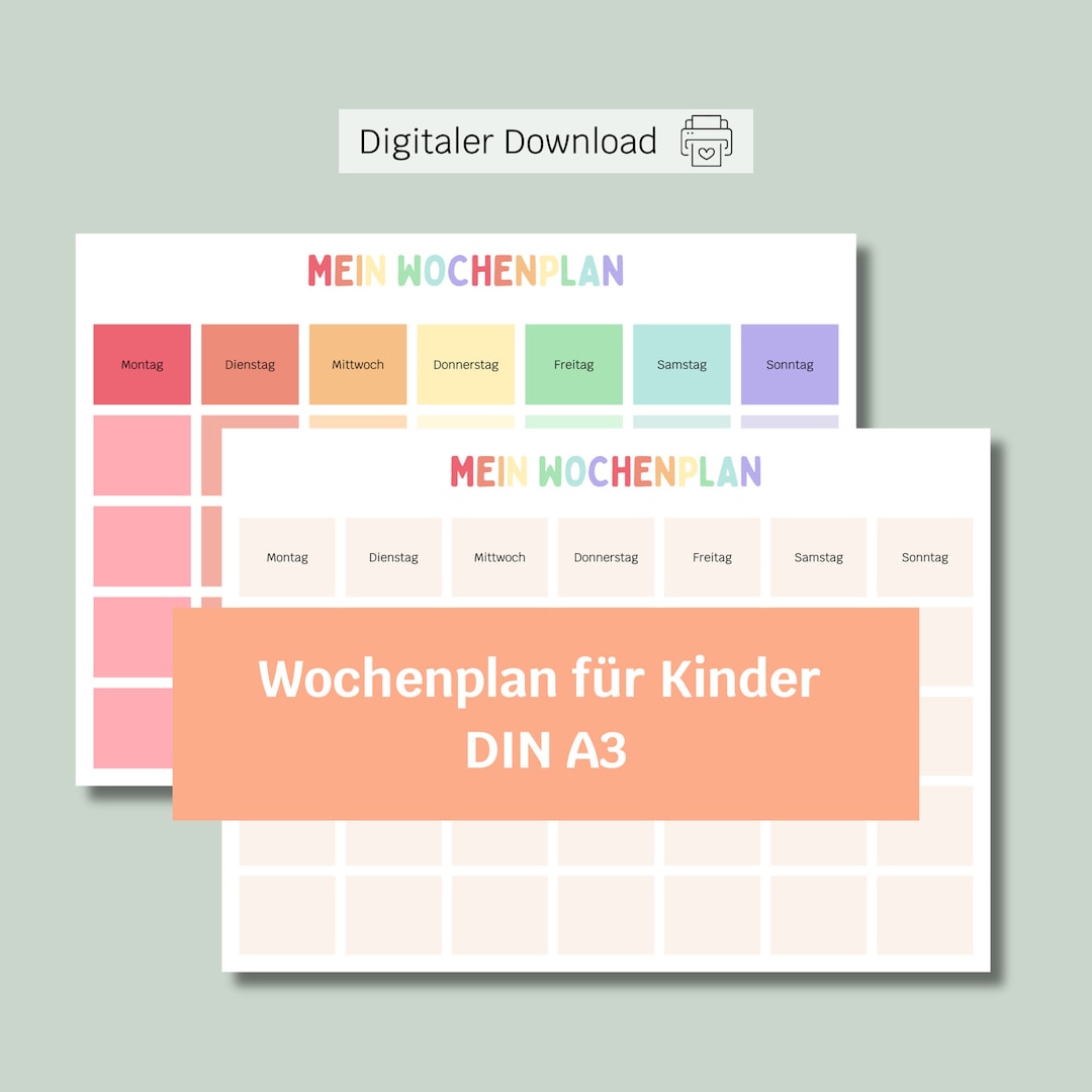 Weekly Plan Children A3 | Montessori | Daily Schedule | Weekly Planner ...