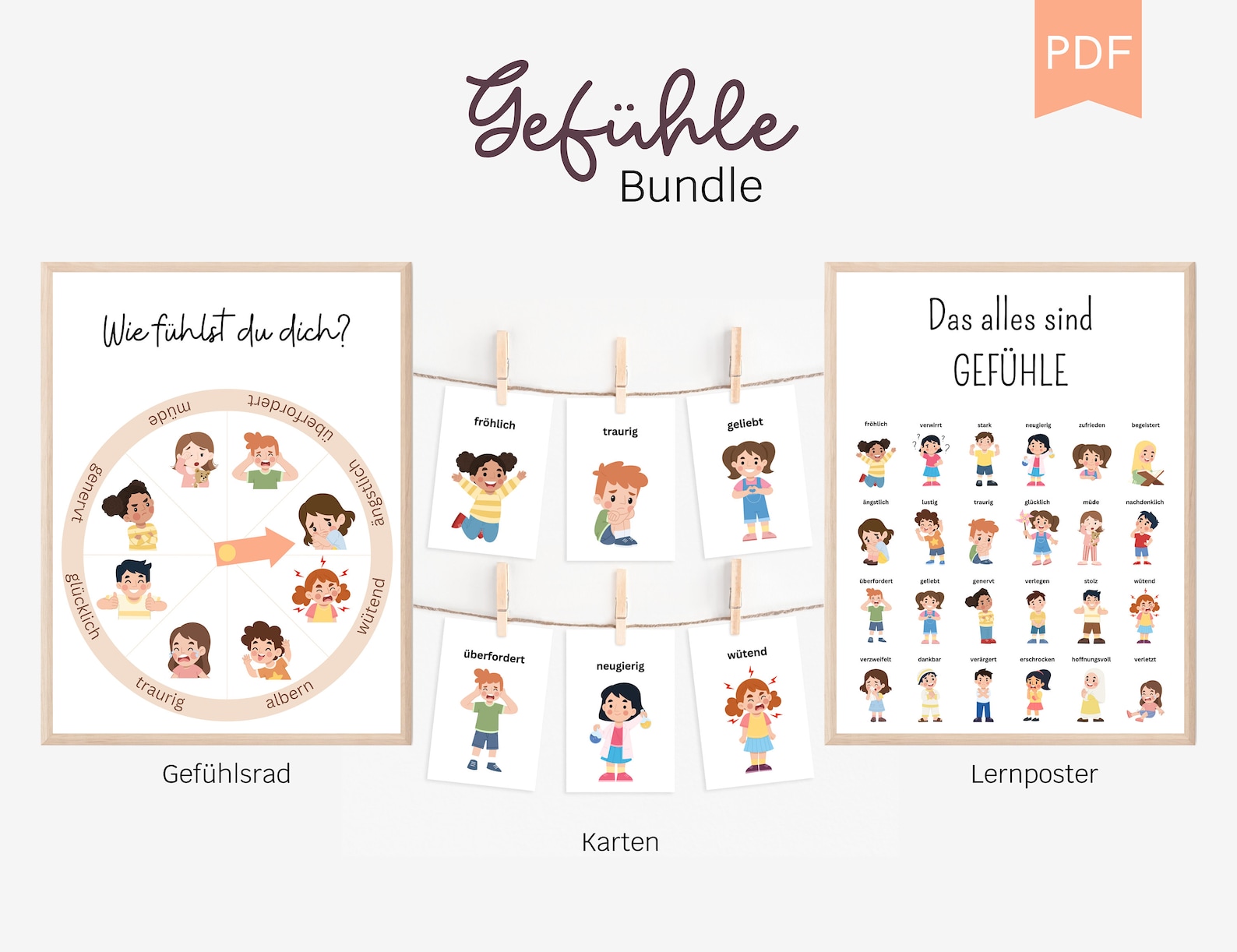 Gefühlekarten | Montessori | Gefühle Kinder | Zum Ausdrucken | PDF ...