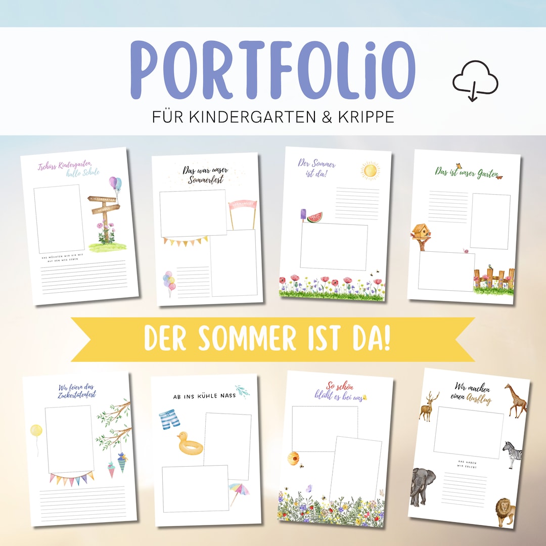 PORTFOLIO Templates Kindergarten Summer / Crèche / Daycare ...