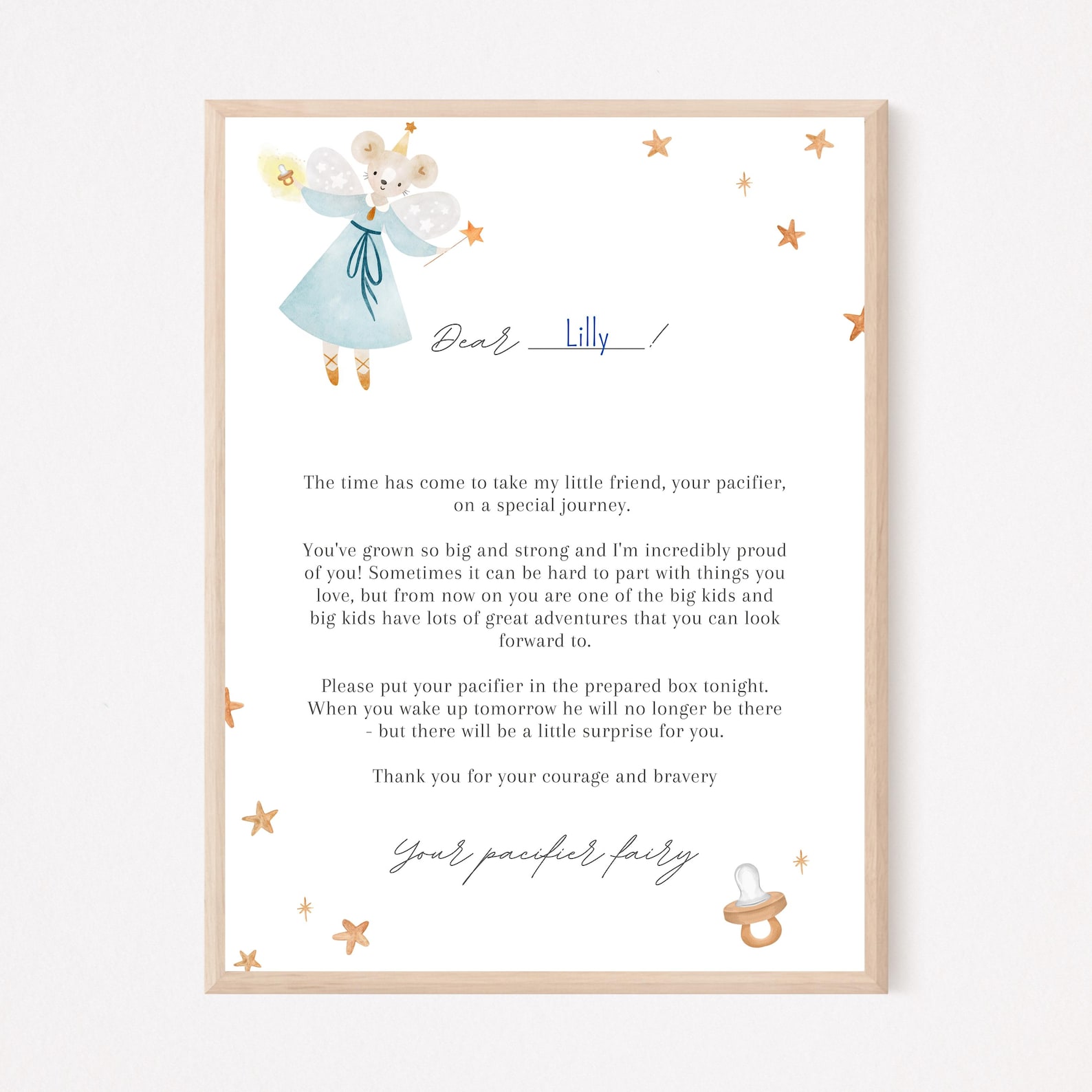 Pacifier Fairy Letter & Certificate | Pacifier Weaning | Get Rid of ...