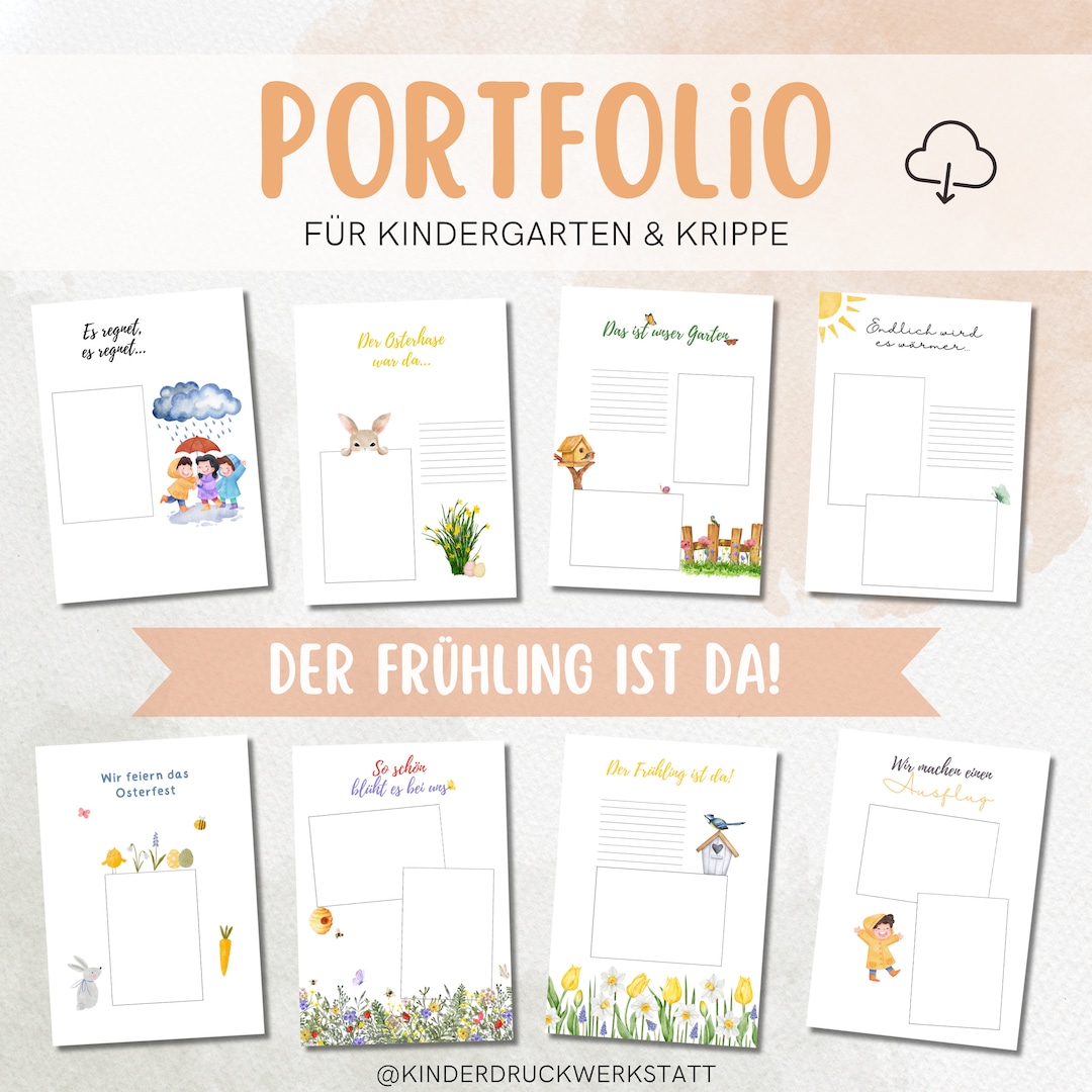 PORTFOLIO Templates Kindergarten Spring & Easter / Crèche / Daycare ...