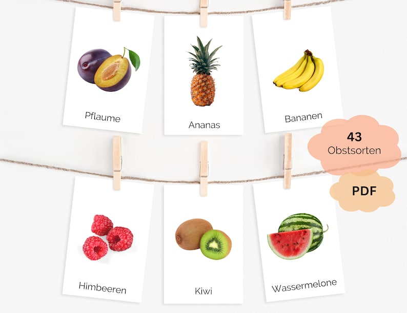 Lernkarten Obst Einkaufskarten Montessori Einkaufsliste - Etsy