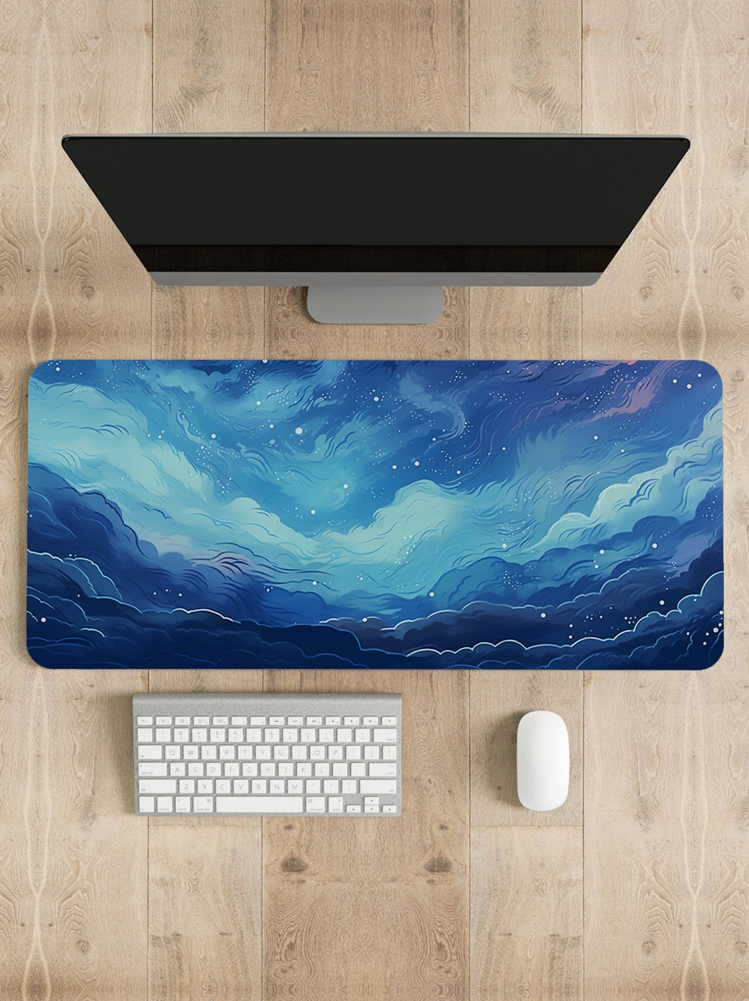 Cute Kawaii Desk Mat Anime Desk Mat Blue Desk Mat Pastel - Etsy