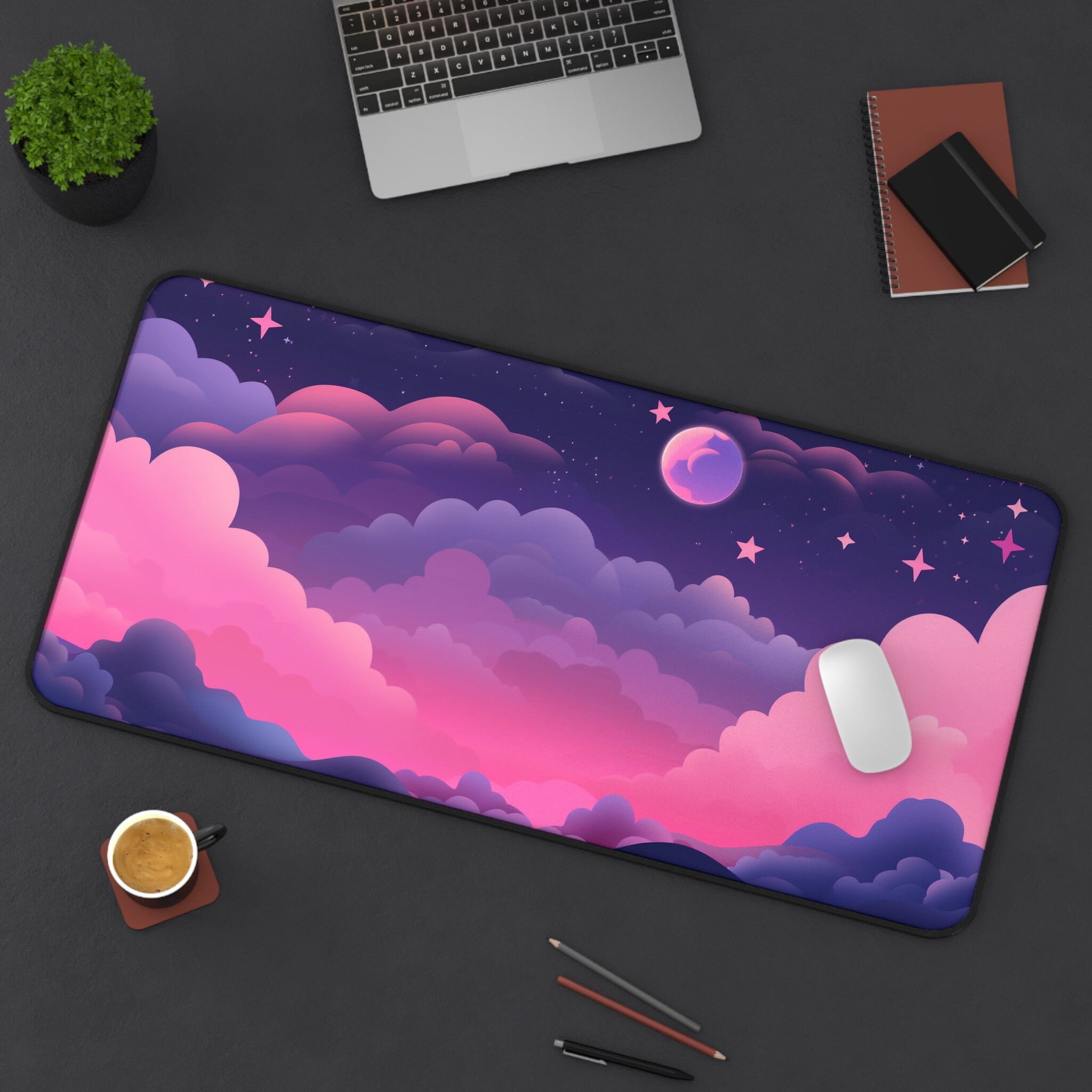 Cute Pastel Kawaii Desk Mat Colorful Desk Mat Pastel Mousepad Pastel Night Sky Desk Mat