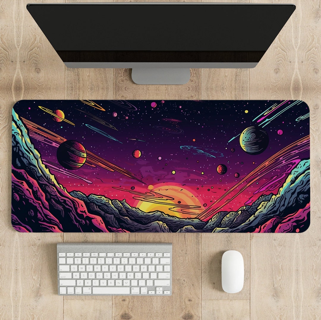 Large Desk Mat With Comic Space Design, Fantasy Sci-fi, XXL Gaming ...