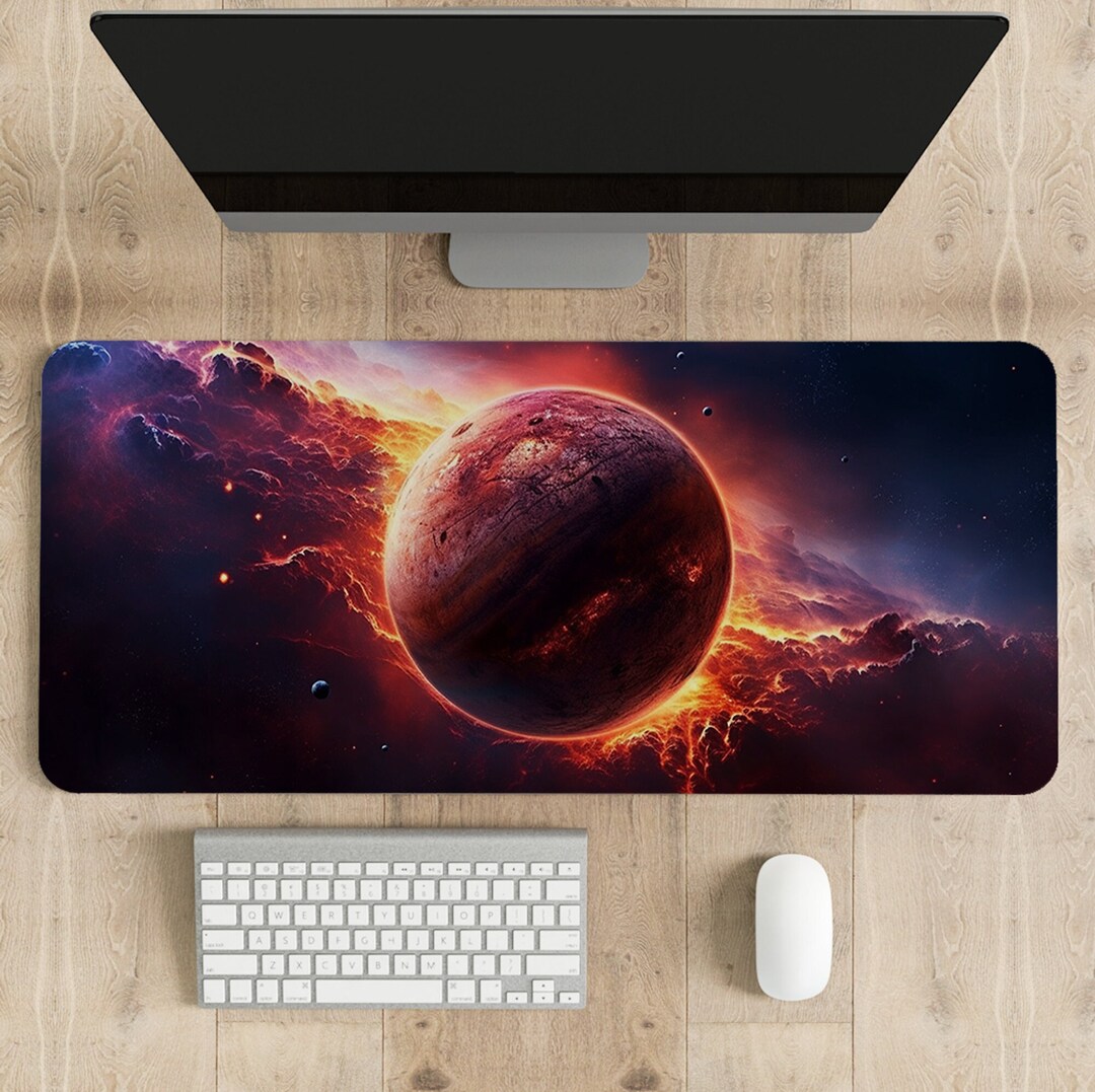 Large Desk Mat, Fantasy Sci-fi Design, Space Planets Desk Mat, XXL ...