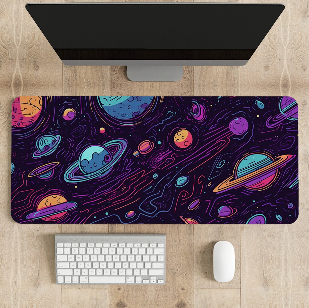 Large Desk Mat With Comic Space Design, Fantasy Sci-fi, XXL Gaming ...
