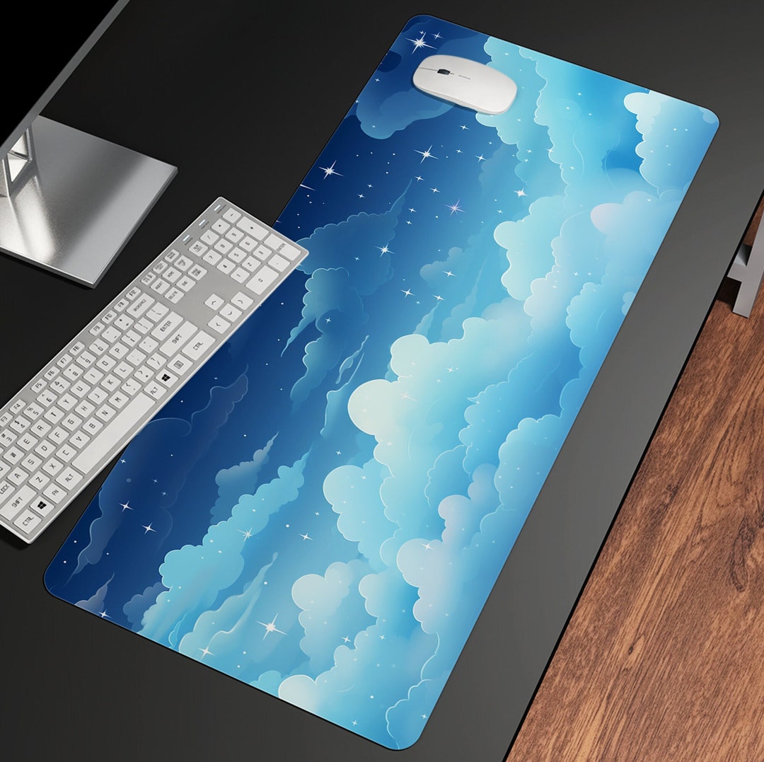 Cute Kawaii Desk Mat Anime Desk Mat Blue Desk Mat Pastel - Etsy