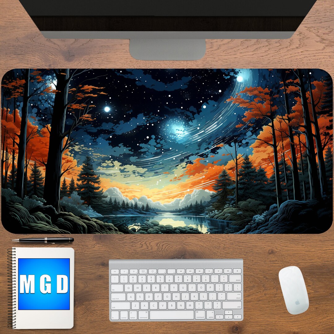 Fantasy Forest Desk Mat, Midnight Scenery, Cosmic Space Desk Pad - Etsy