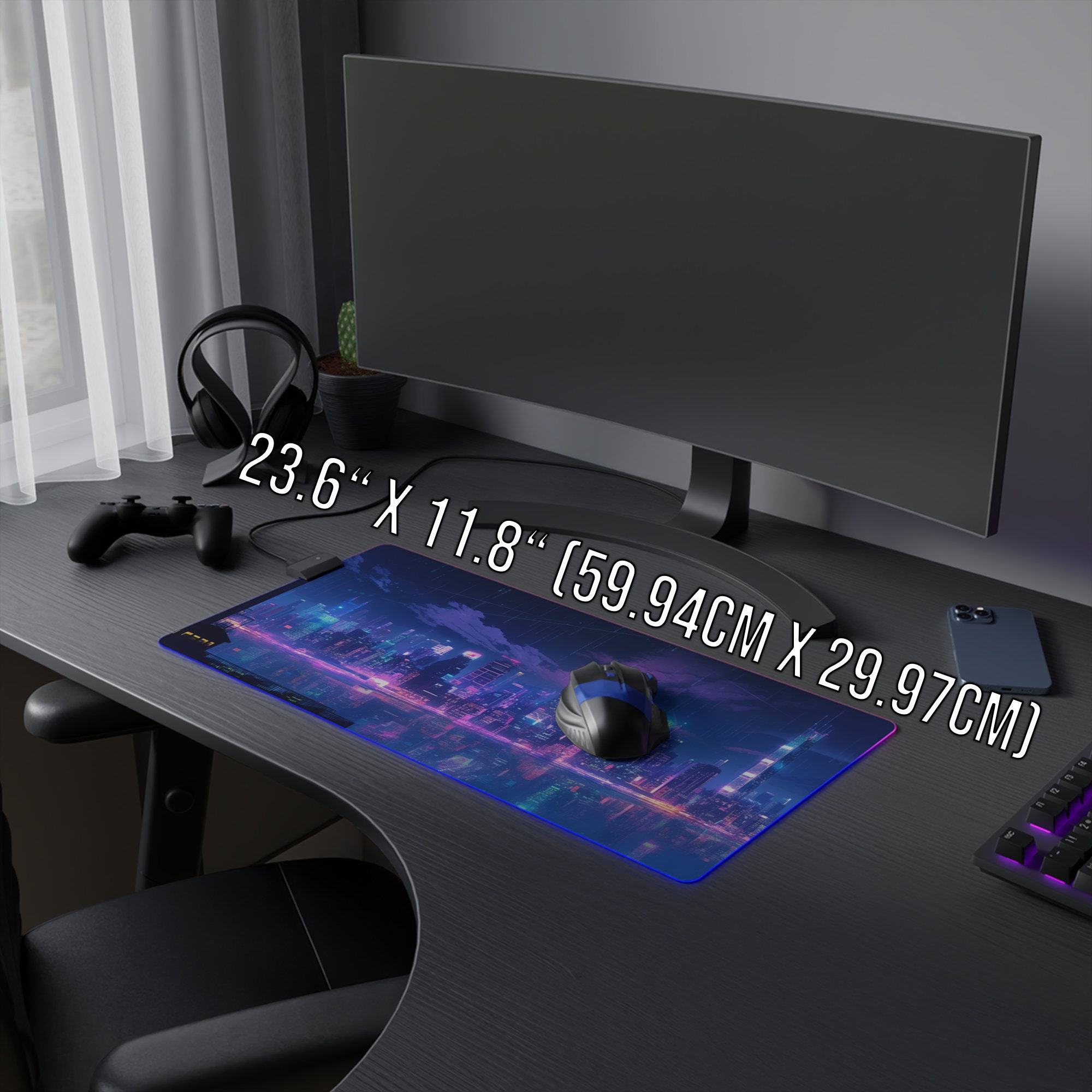 Cyberpunk Desk Mat, LED RGB, Cyberpunk Design, XXL Desk Mat for Gaming ...