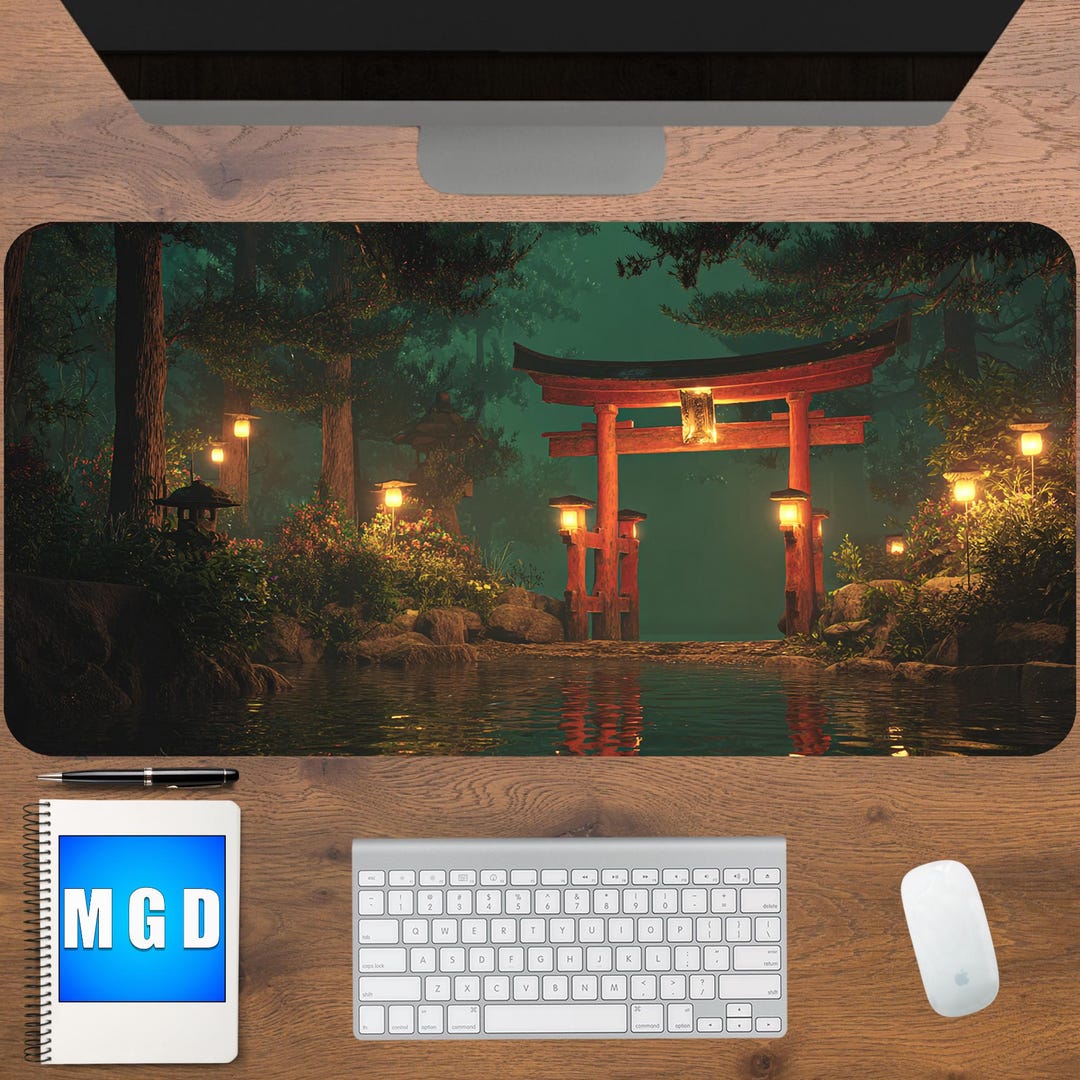 Japanese Torii Desk Mat, Anime Mousepad, Kawaii Office Decor - Etsy