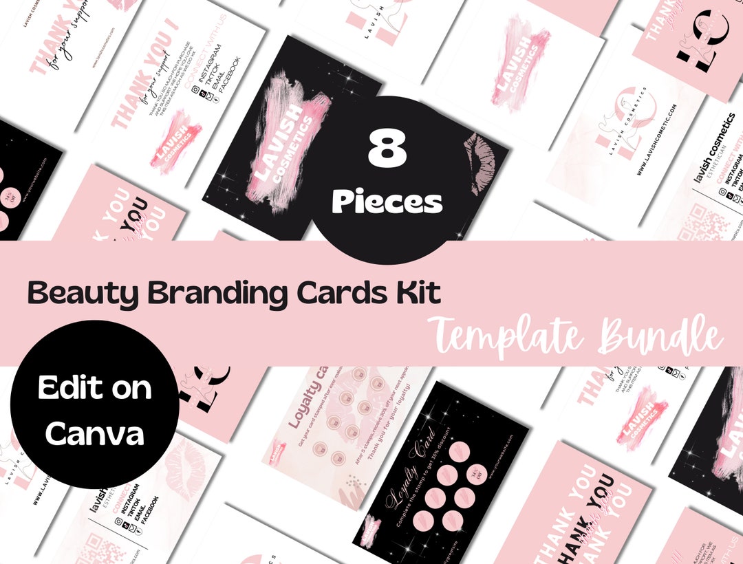Business Cards Beauty Branding Bundle Branding Kit Loyalty Cards Thank ...