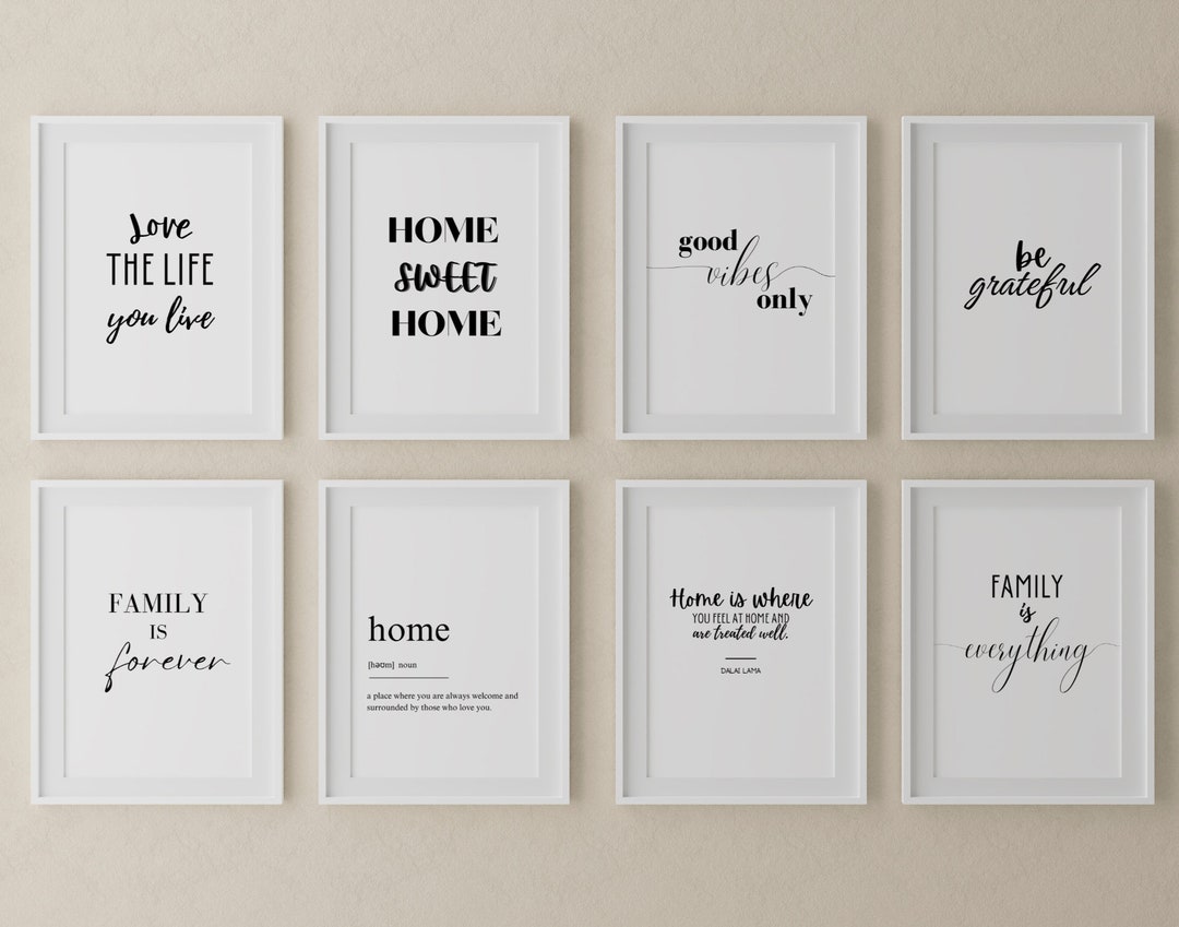 Set of 8 PRINTABLES (free 1 Template) ,home Decor, Living Room Decor ...
