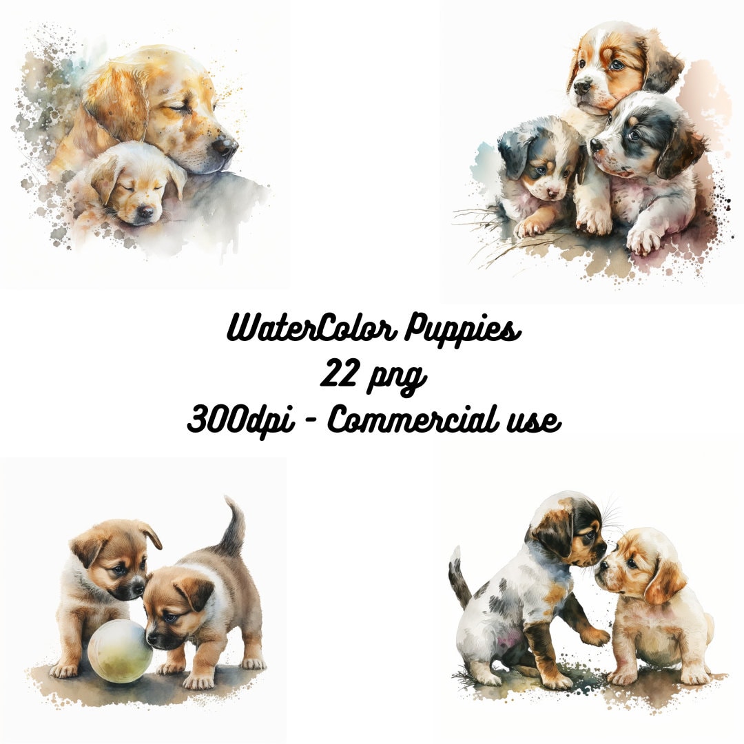 Watercolor Puppies Clipart Pack 22 PNG Puppy Clipart - Etsy Australia