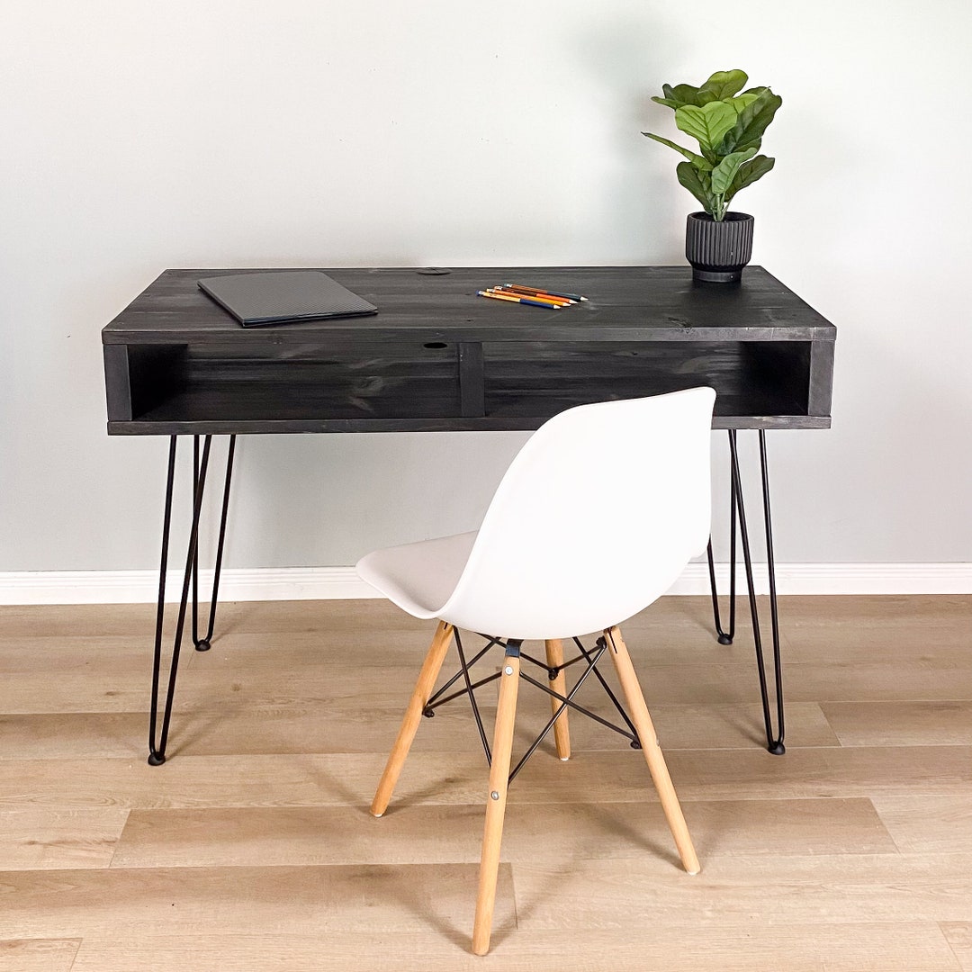 Desk | Rustic Desk With Hairpin Legs | Office Desk | Desk Accessories ...