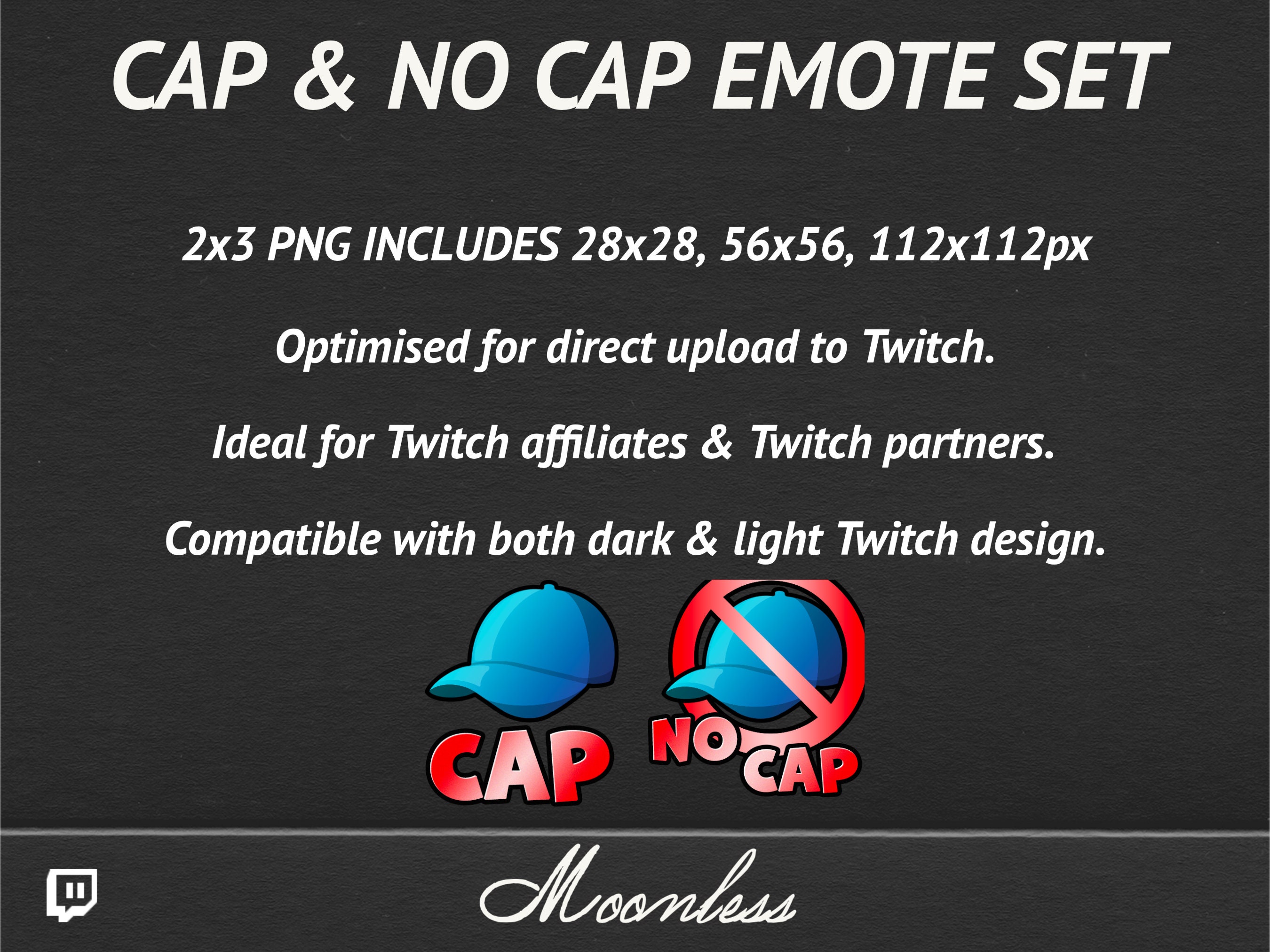 Cap & No Cap Emote Pack - PNG Digital File Instant Download - Twitch ...