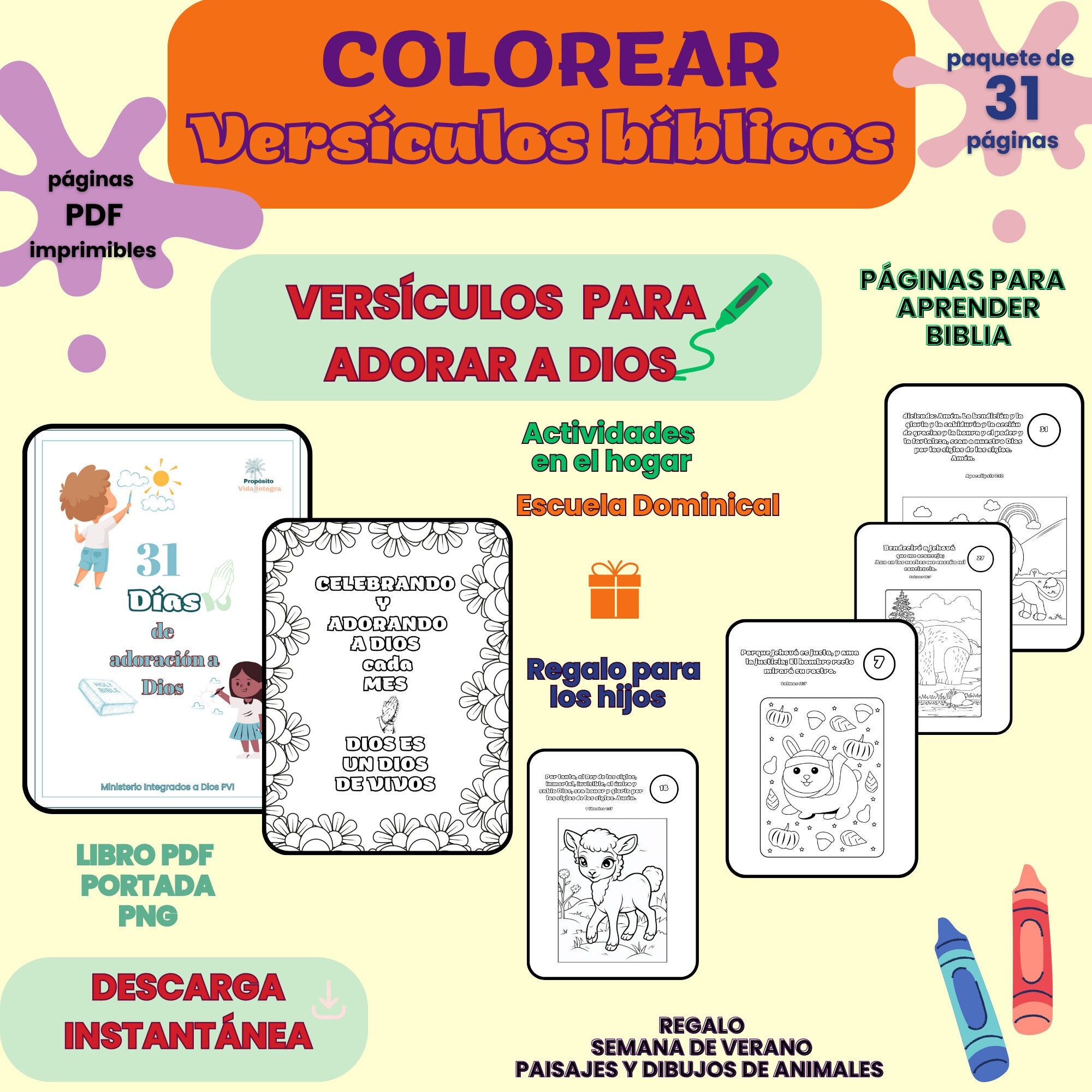 Libro de colorear/ versículos bíblicos parta colorear/ Biblia ninos ...