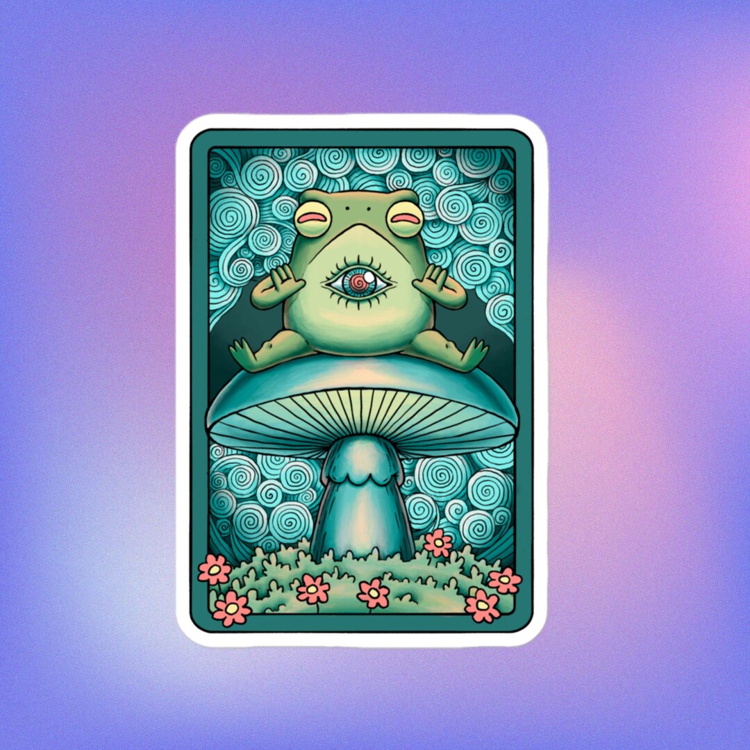 Psychedelic Frog Sticker, Meditating Frog Sticker, Zen, Anti-bubble ...