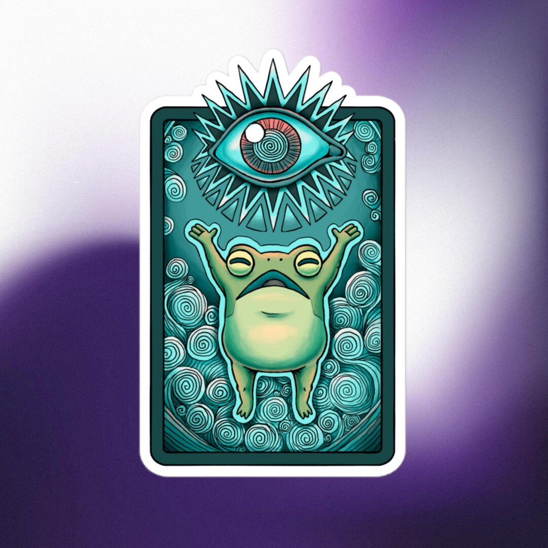 Psychedelic Frog Sticker, Meditation Sticker, Yoga Sticker, Anti-bubble ...