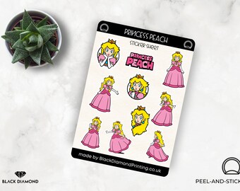 Princess Peach, Super Mario Bros Sticker, Decal, Laptop Sticker, Water ...