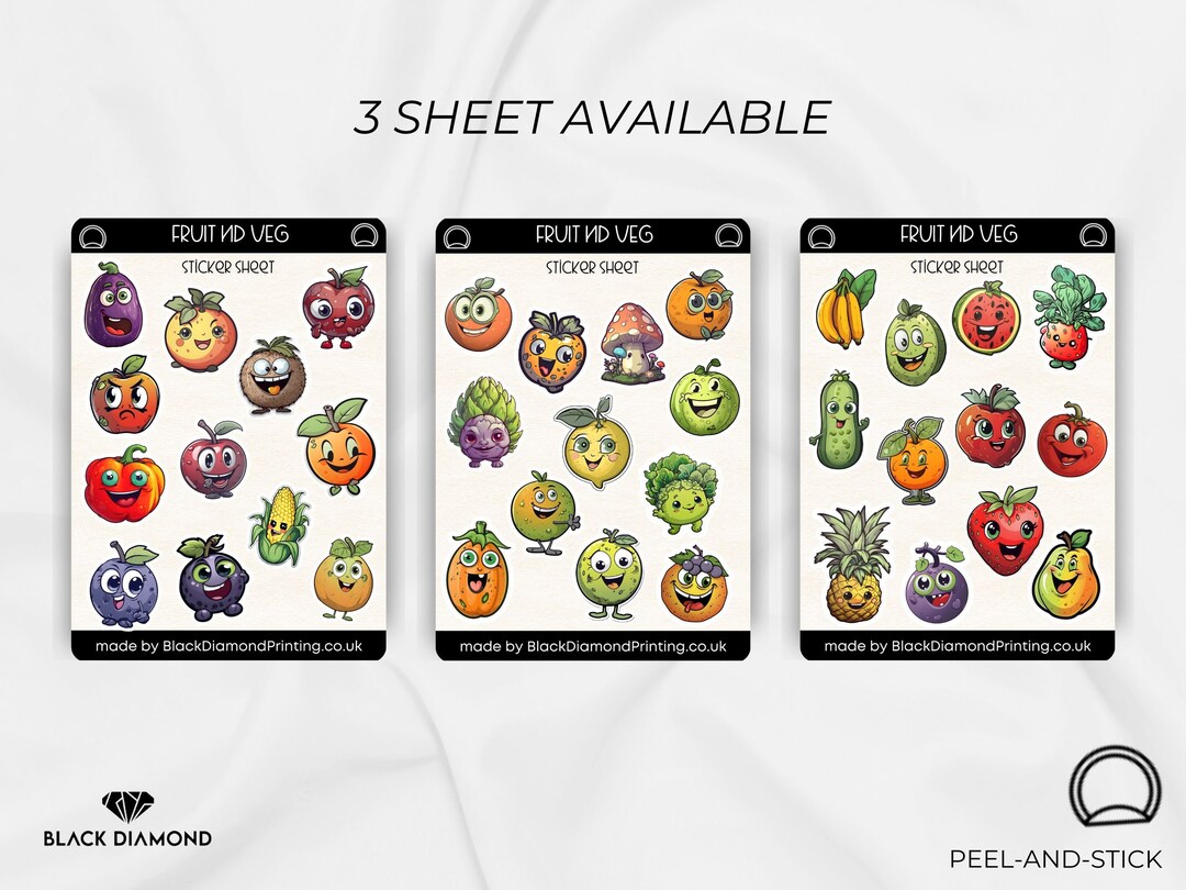 Cute Veg&fruit Sticker Sheet| Fruit Sticker for Water Bottle,vegetable ...