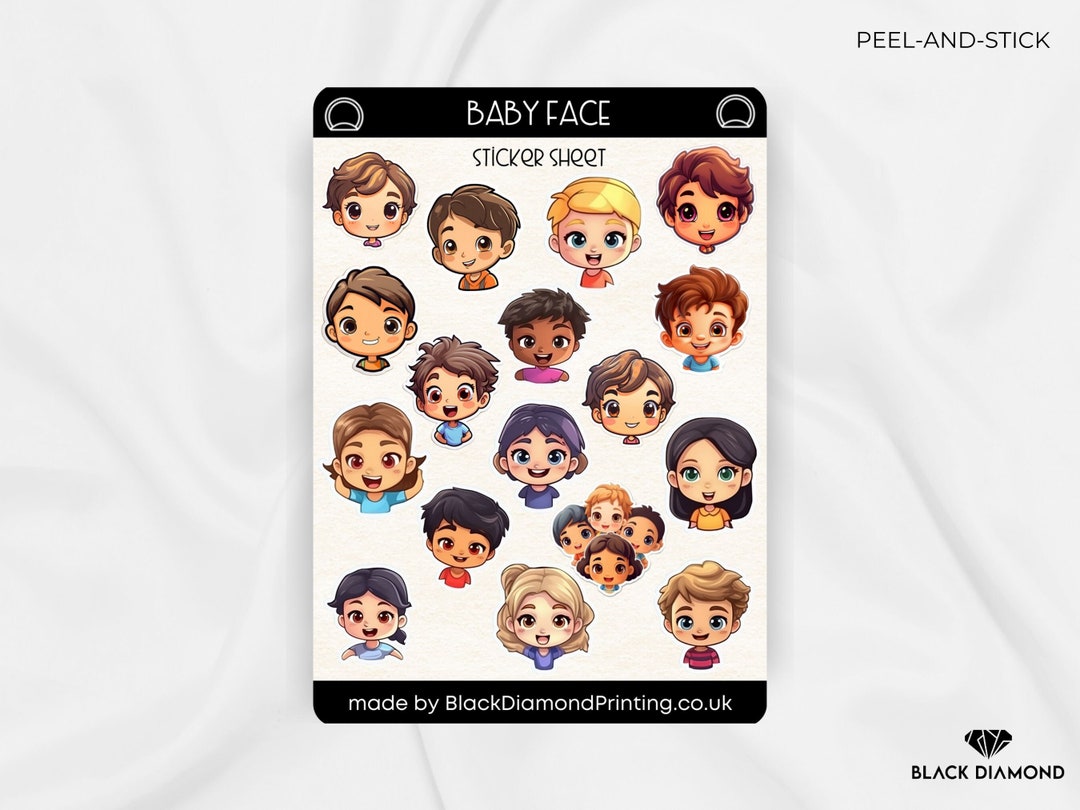 Cute Baby Face Sticker Sheet for Kids,baby Sticker Set,scrapbook ...