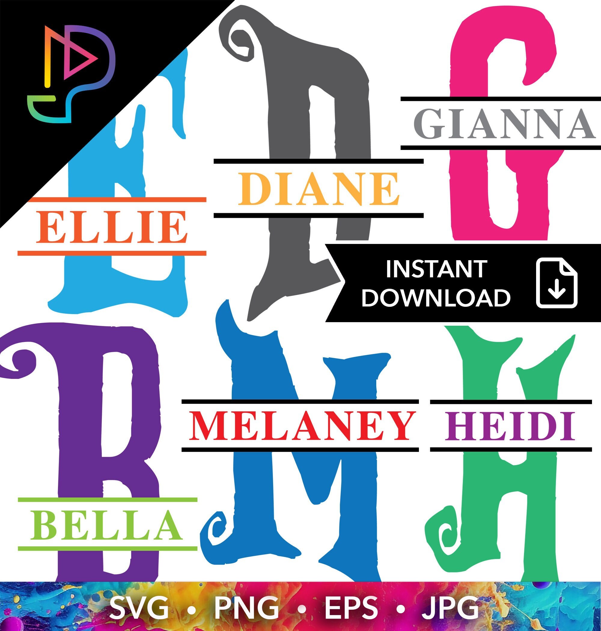 Split Monogram Alphabet SVG Files for Personalized Gift, Halloween ...