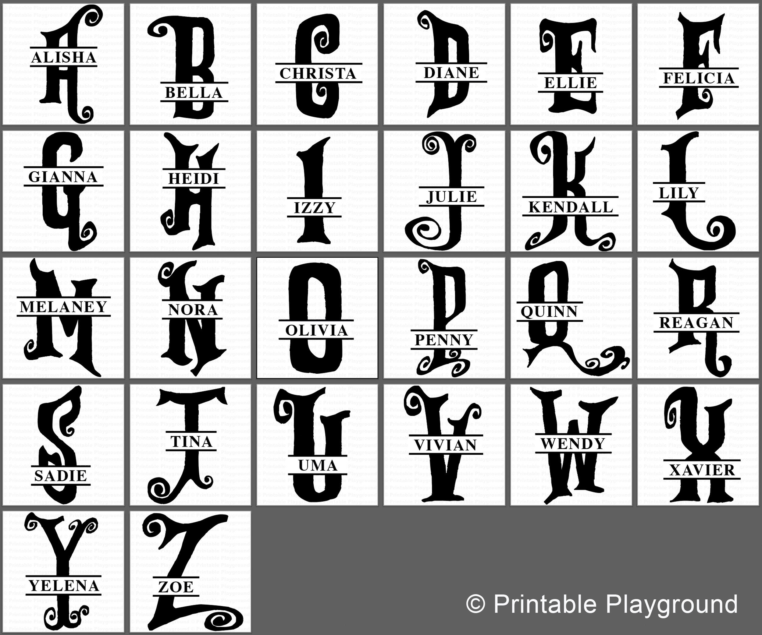 Split Monogram Alphabet SVG Files for Personalized Gift, Halloween ...